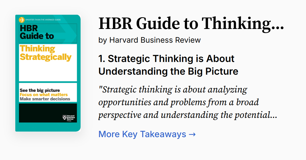 HBR Guide to Thinking Strategically | Summary, Audio, Quotes, FAQ