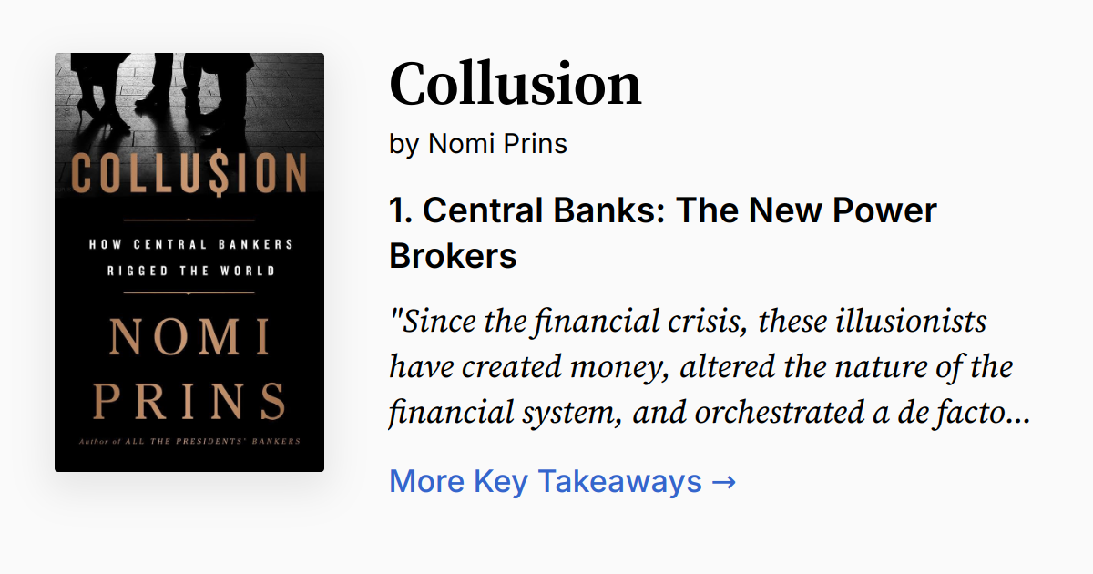 Collusion by Nomi Prins | Summary, Quotes, Audio