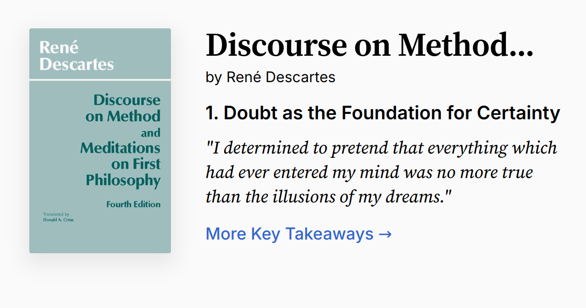 Discourse on Method and Meditations on First Philosophy | Summary ...