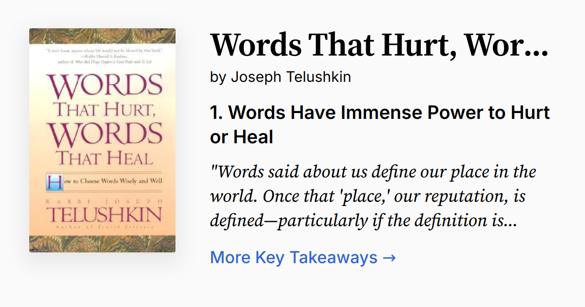 Words That Hurt, Words That Heal | Summary, Quotes, FAQ, Audio