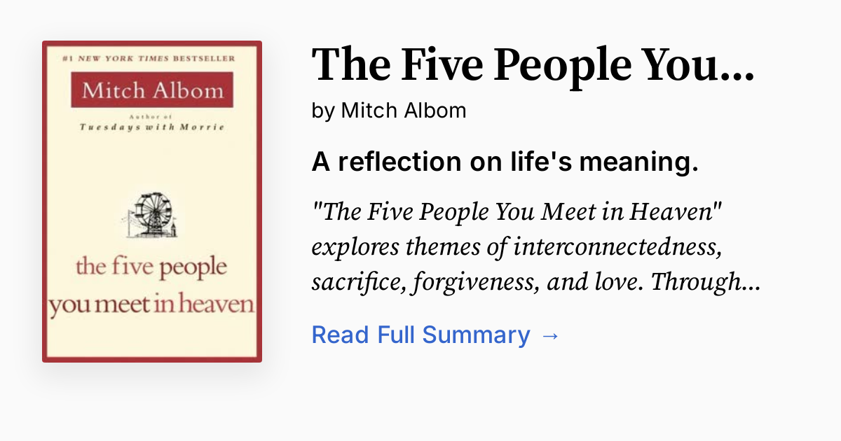 The Five People You Meet in Heaven | Summary, Audio, Analysis, FAQ