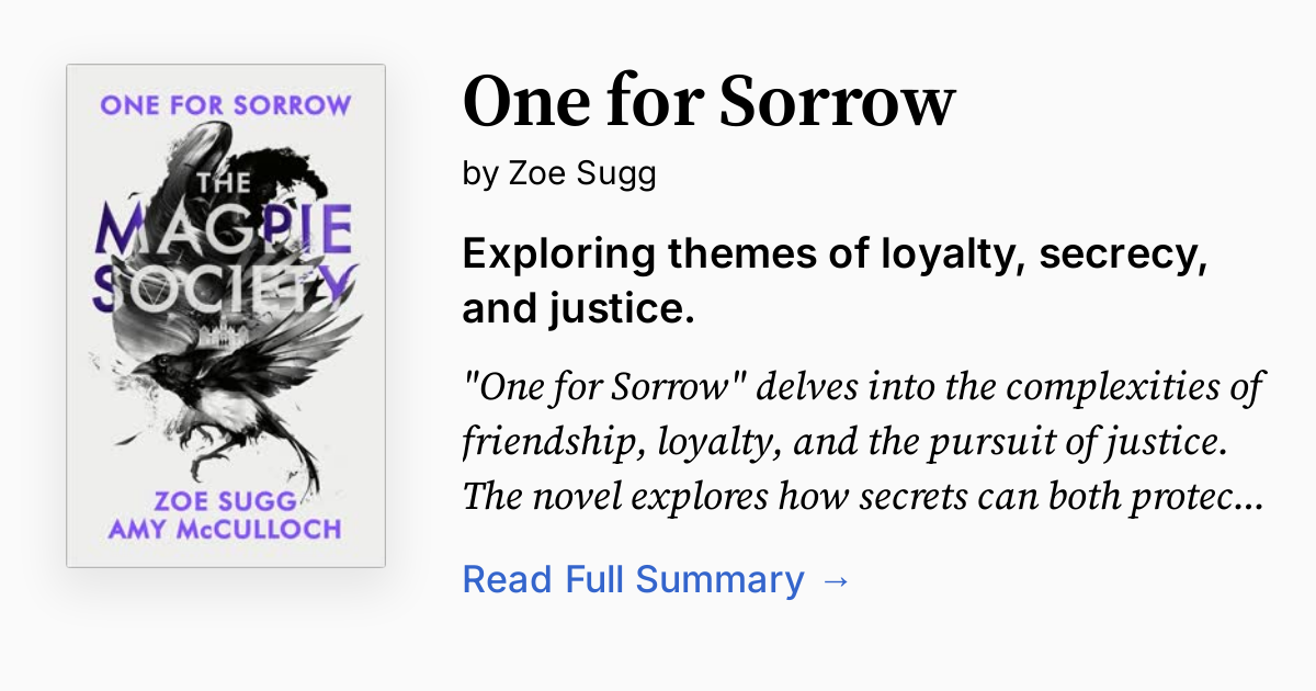 One for Sorrow by Zoe Sugg | Summary, Audio, Analysis