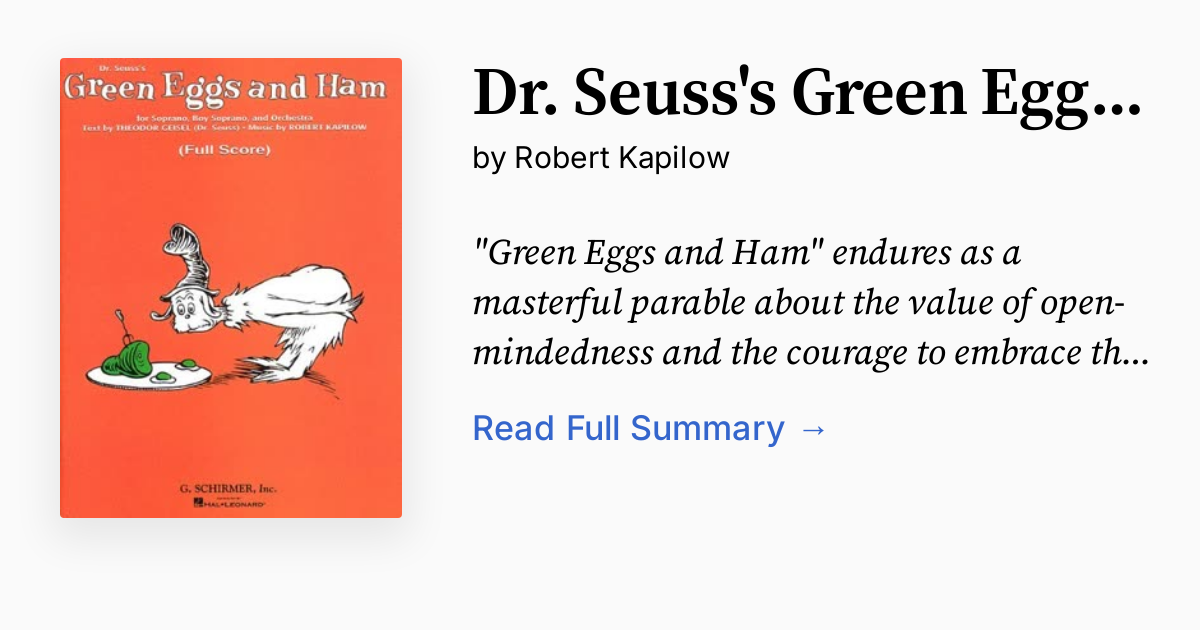 Dr. Seuss's Green Eggs and Ham | Summary, Analysis