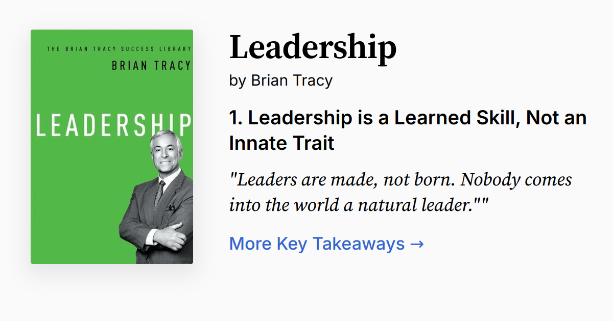 Leadership by Brian Tracy | Summary, Audio, Quotes, FAQ