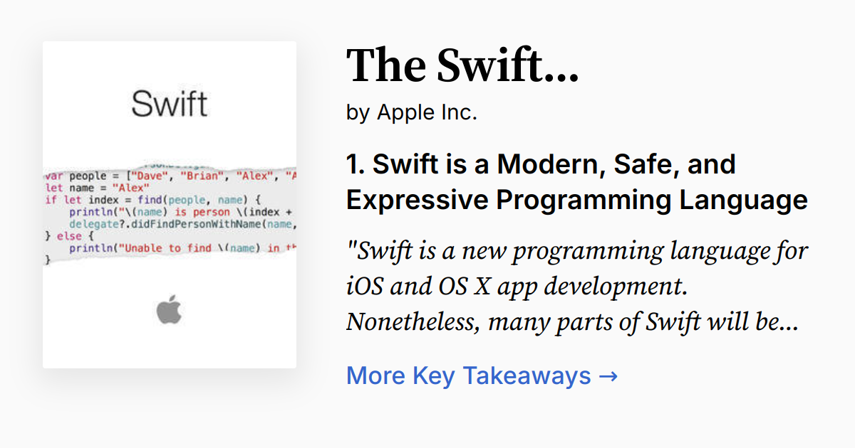 The Swift Programming Language | Summary, Quotes, Audio
