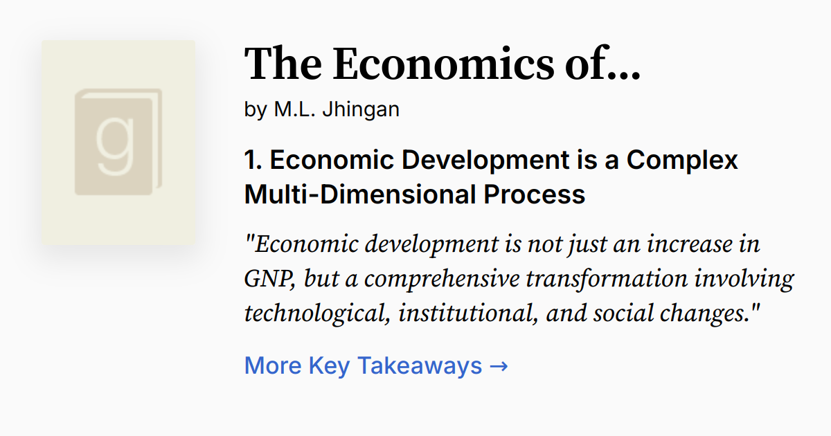 The Economics of Development & Planning | Summary, Audio, Quotes