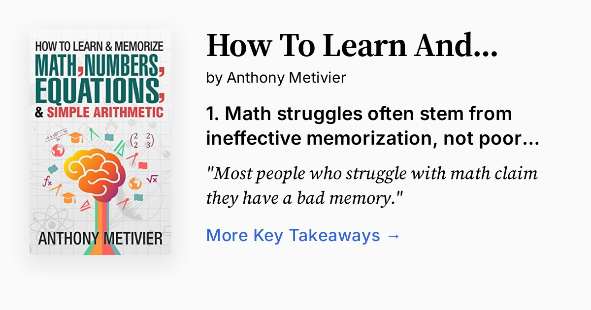 How To Learn And Memorize Math, Numbers, Equations, And Simple ...