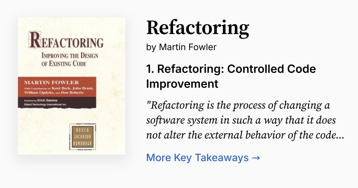 Refactoring by Martin Fowler | Summary, Quotes, FAQ, Audio