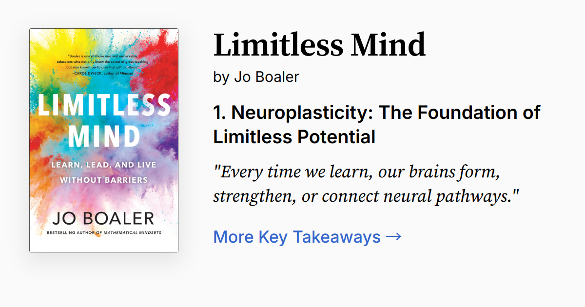Limitless Mind by Jo Boaler | Summary, Quotes, FAQ, Audio
