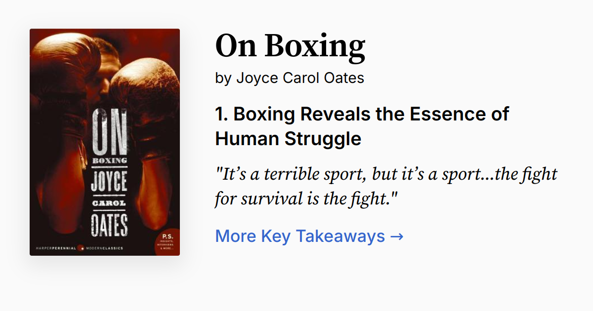 On Boxing by Joyce Carol Oates | Summary, Quotes, FAQ, Audio