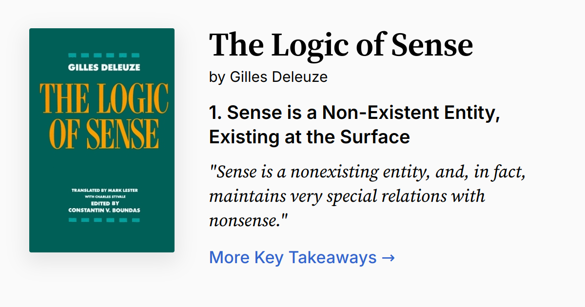 The Logic of Sense | Summary, Audio, Quotes, FAQ