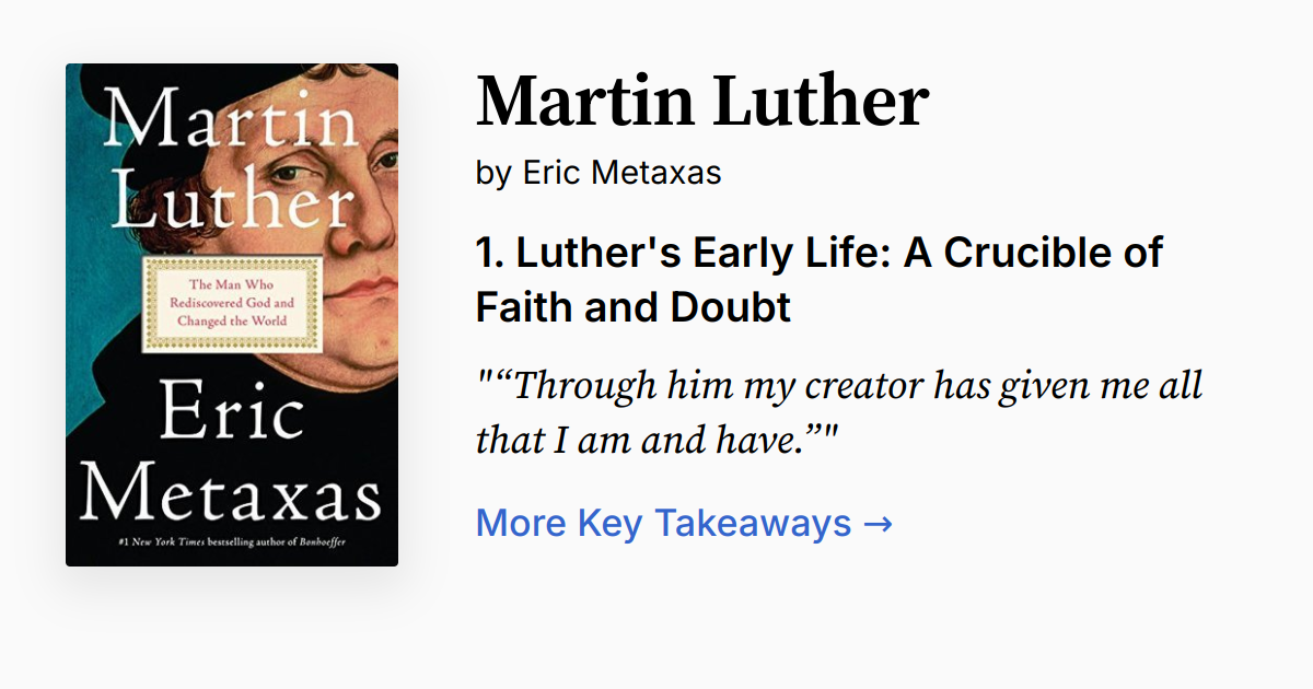 Martin Luther by Eric Metaxas | Summary, Audio, Quotes, FAQ