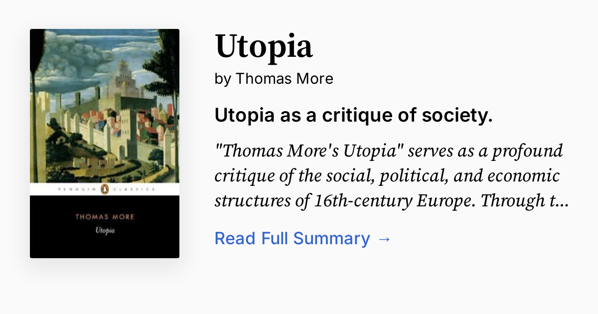 Utopia by Thomas More | Summary, Analysis, FAQ