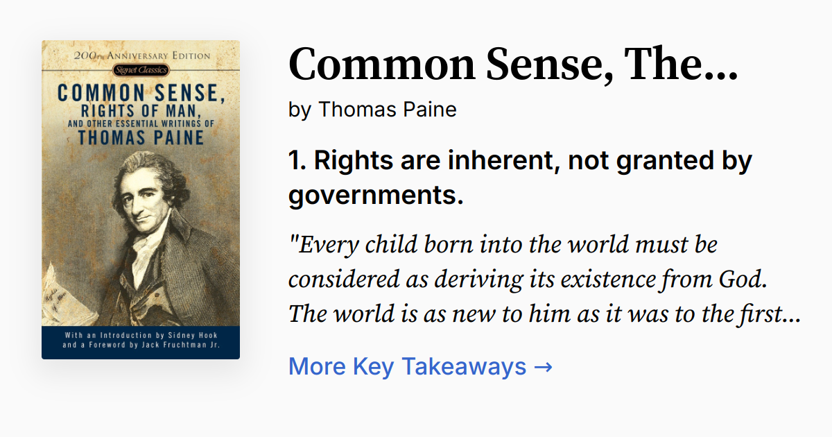 Common Sense, The Rights of Man and Other Essential Writings | Summary ...