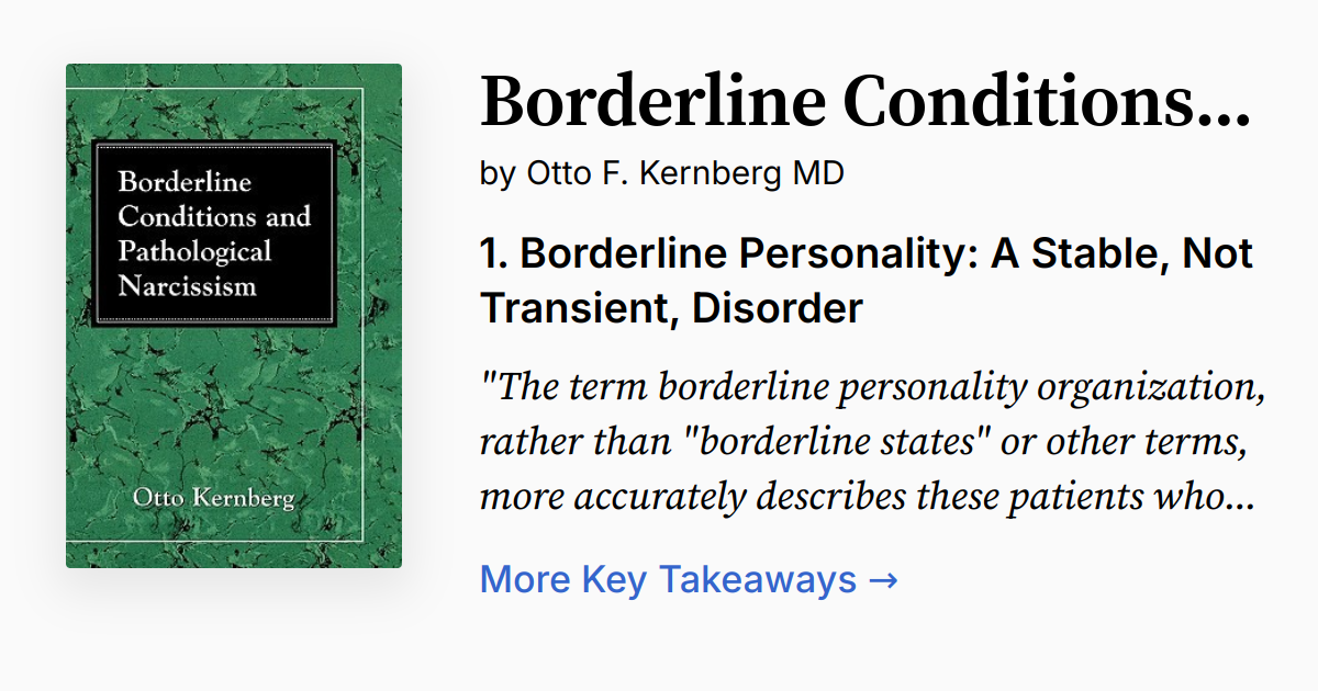 Borderline Conditions and Pathological Narcissism | Summary, Quotes, Audio