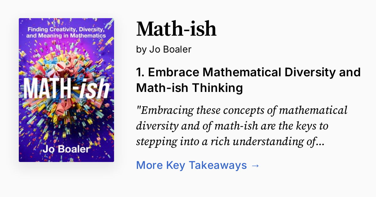 Math-ish by Jo Boaler | Summary, Quotes, FAQ, Audio