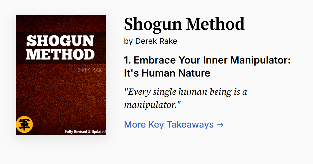 Shogun Method by Derek Rake | Summary, Quotes, FAQ, Audio