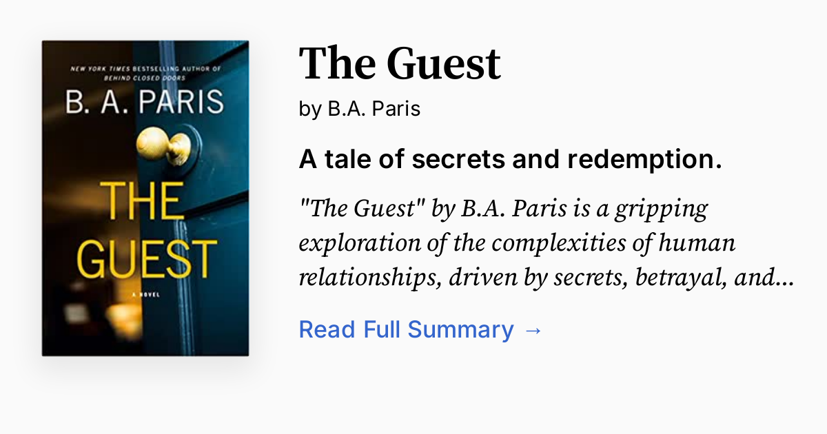 The Guest by B.A. Paris | Summary, Audio, Analysis, FAQ