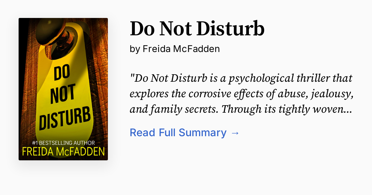 Do Not Disturb by Freida McFadden | Summary, Analysis, FAQ