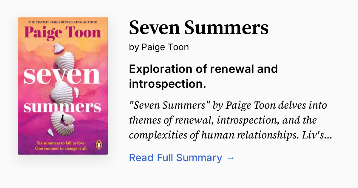 Seven Summers by Paige Toon | Summary, Audio, Analysis, FAQ