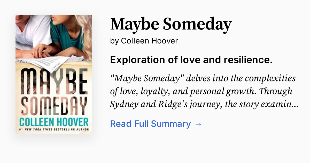 Maybe Someday by Colleen Hoover | Summary, Analysis, FAQ
