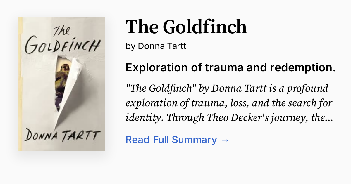 The Goldfinch by Donna Tartt | Summary, Analysis, FAQ
