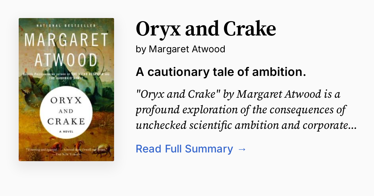 Oryx and Crake by Margaret Atwood | Summary, Analysis, FAQ