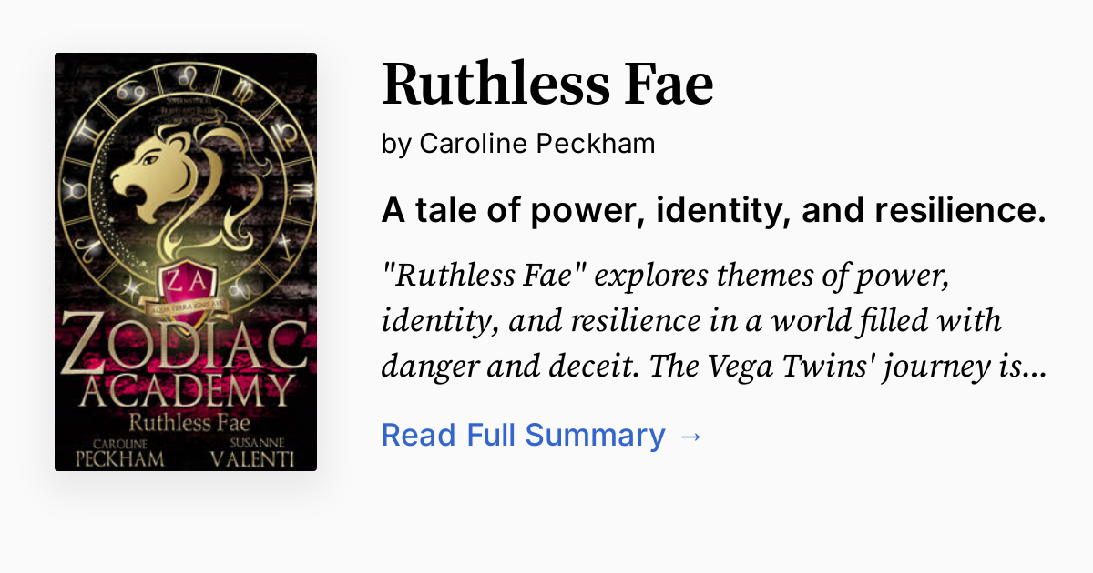 Ruthless Fae by Caroline Peckham | Summary, Audio, Analysis, FAQ