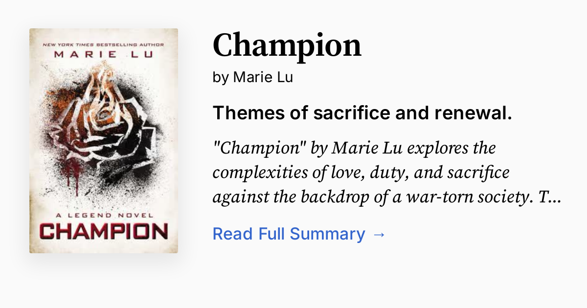 Champion by Marie Lu | Summary, Analysis, FAQ