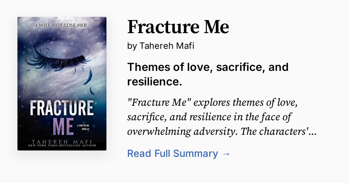 Fracture Me by Tahereh Mafi | Summary, Audio, Analysis