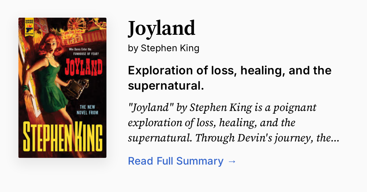 Joyland by Stephen King | Summary, Audio, Analysis, FAQ