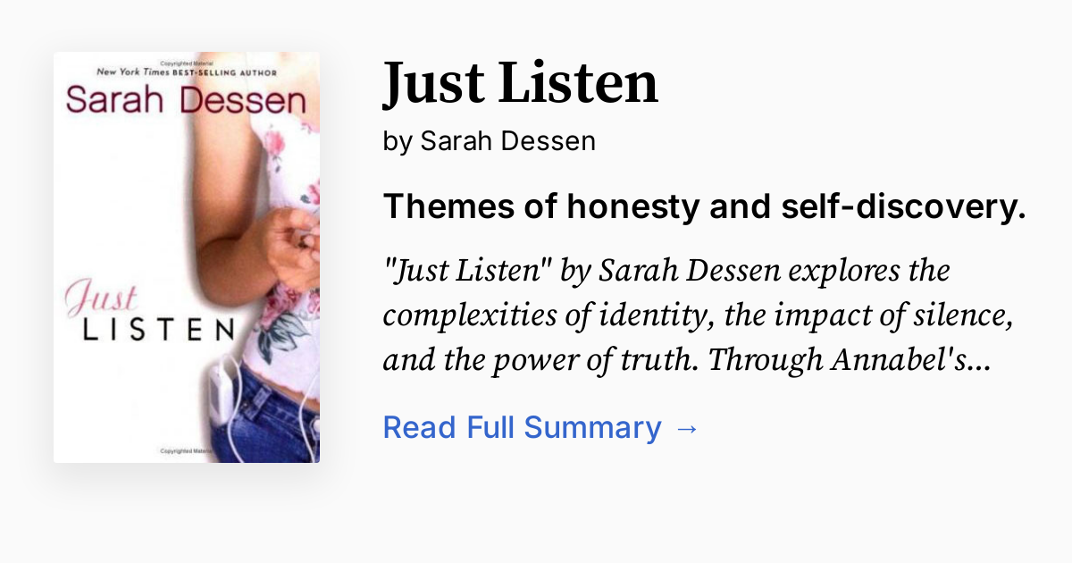 Just Listen by Sarah Dessen | Summary, Analysis, FAQ