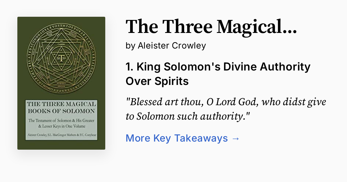 The Three Magical Books of Solomon | Summary, Audio, Quotes, FAQ