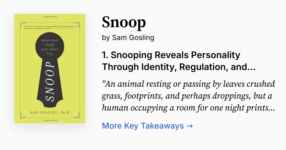 Snoop by Sam Gosling | Summary, Quotes, FAQ, Audio