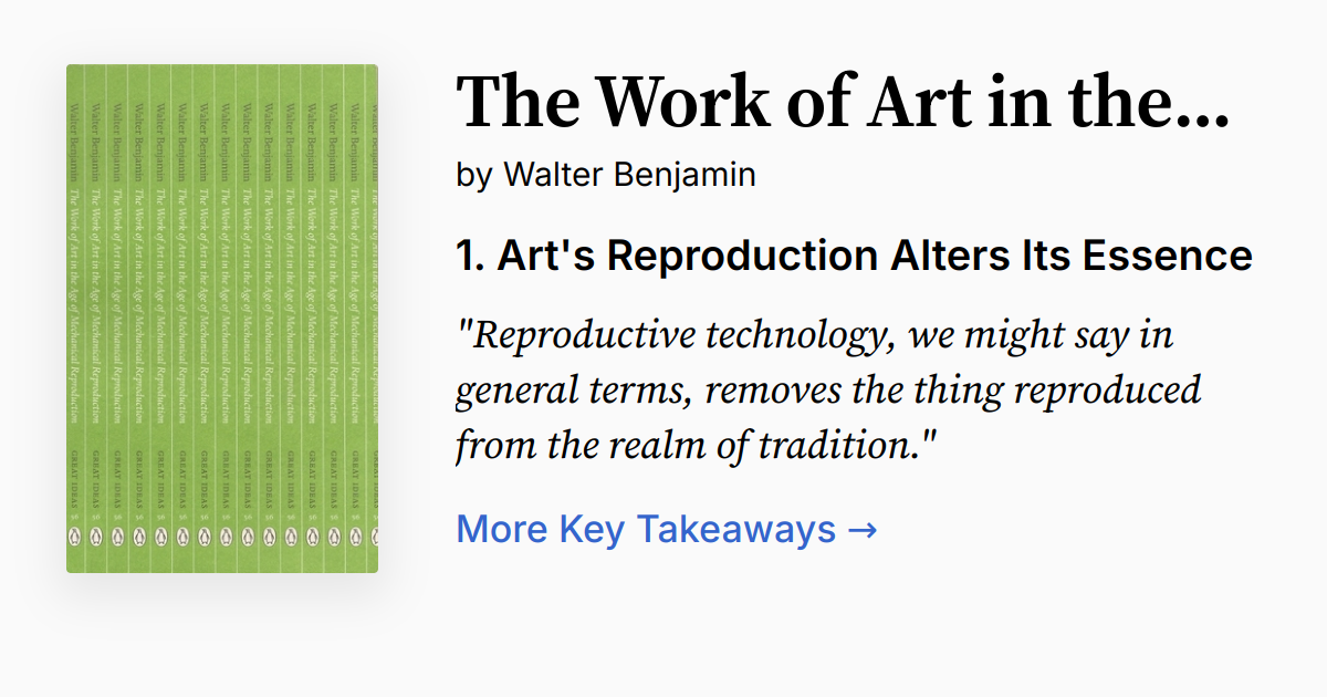 The Work of Art in the Age of Mechanical Reproduction | Summary, Audio ...