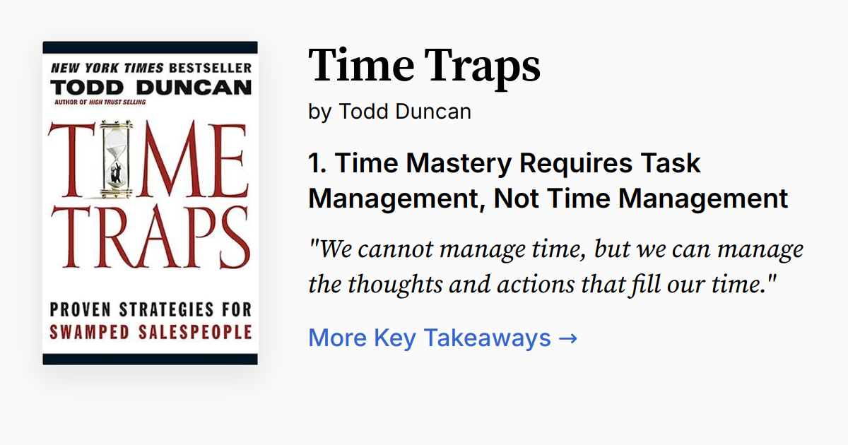 Time Traps by Todd Duncan | Summary, Audio, Quotes