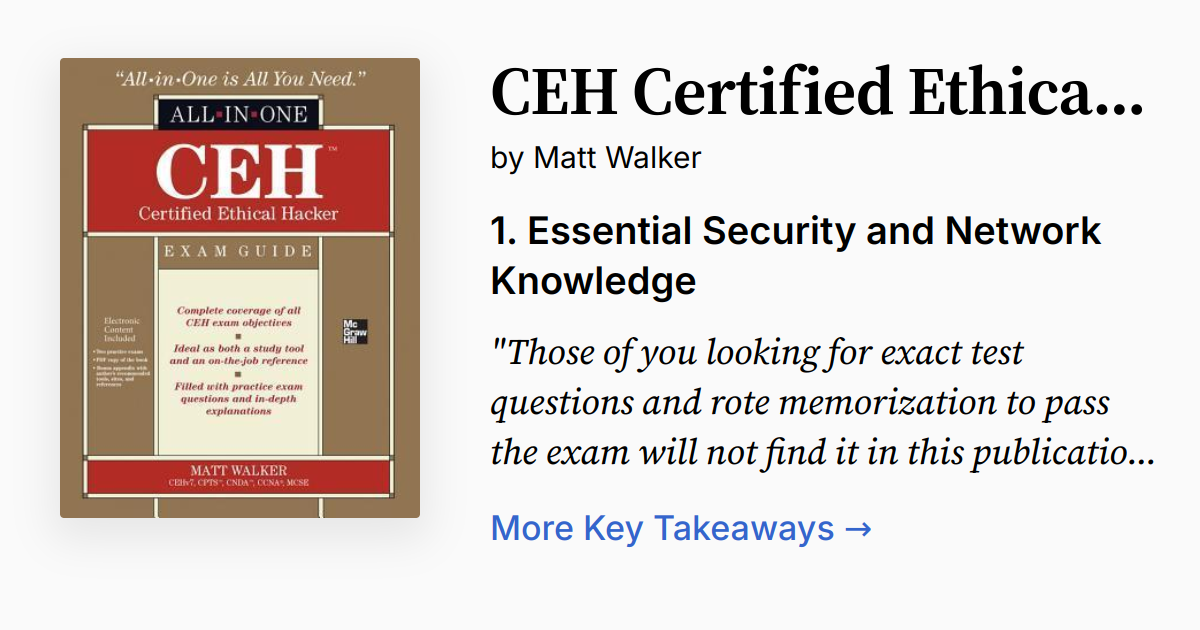 CEH Certified Ethical Hacker All-in-One Exam Guide | สรุป, Audio, Quotes