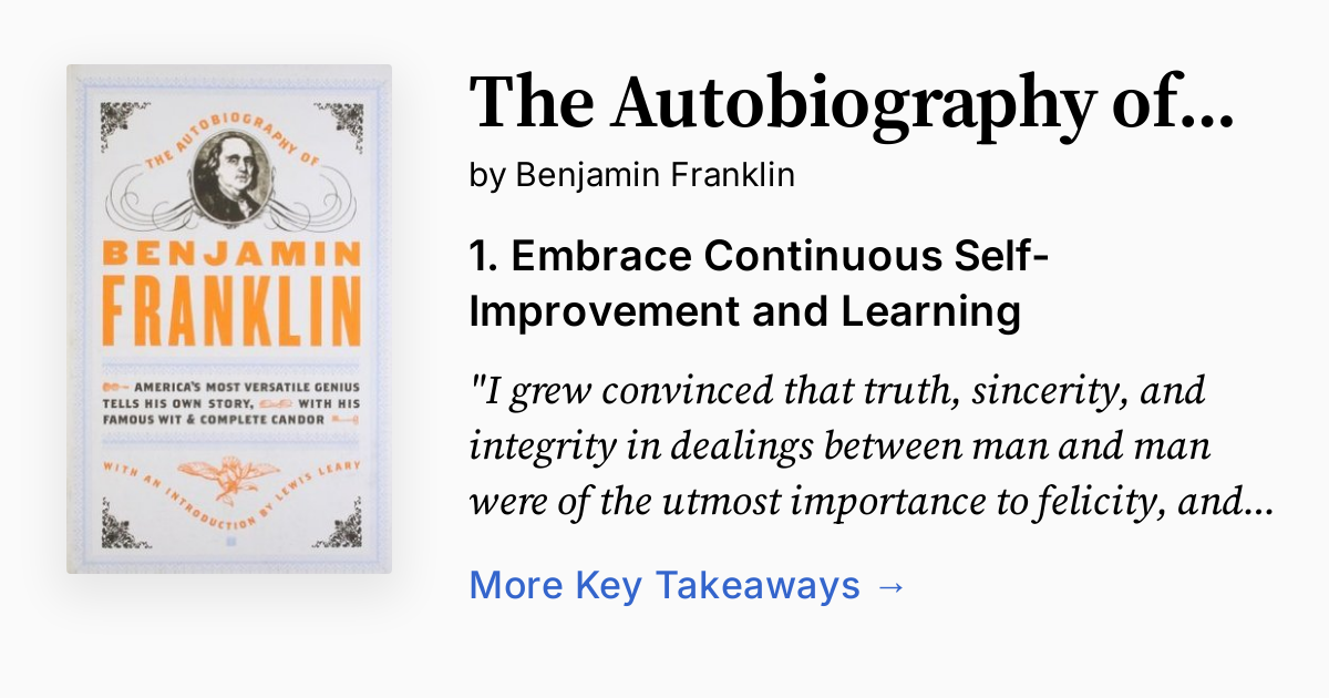 The Autobiography of Benjamin Franklin | Summary, Quotes, FAQ, Audio