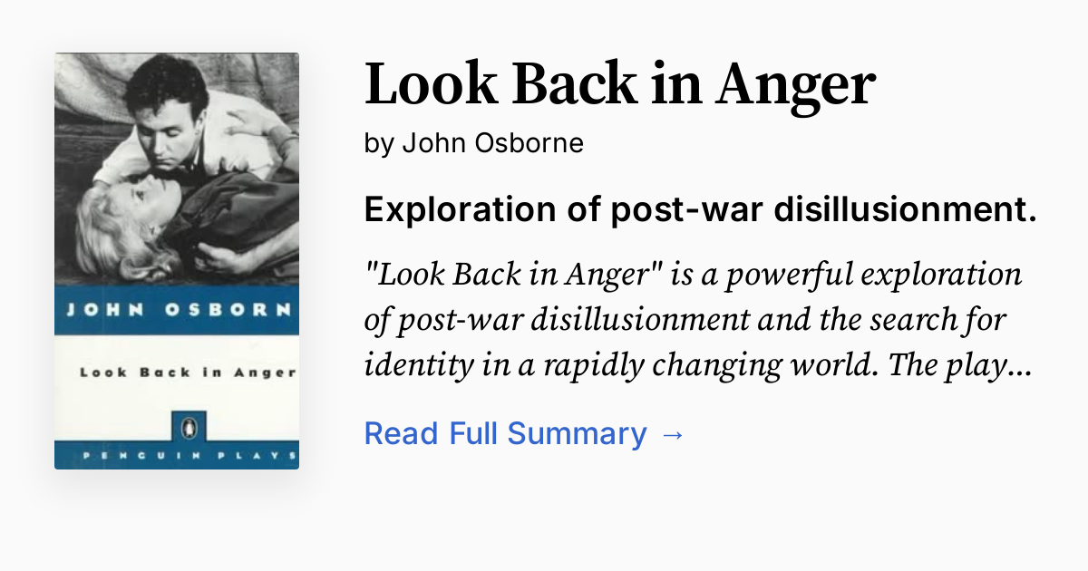 Look Back in Anger | Summary, Analysis, FAQ