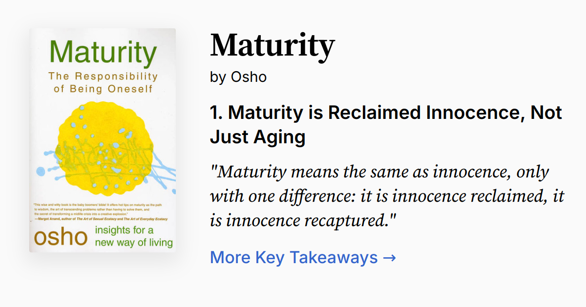 Maturity by Osho | Summary, Quotes, FAQ, Audio