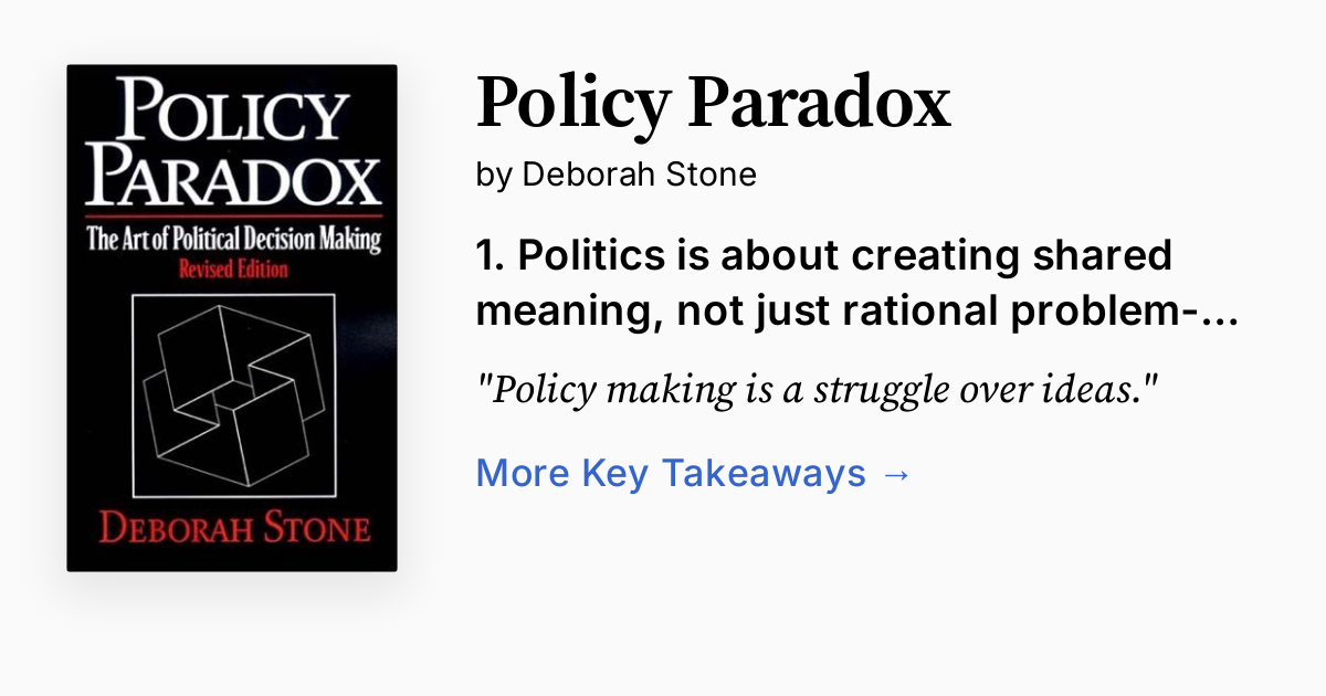 Policy Paradox by Deborah Stone | Summary, Quotes, Audio