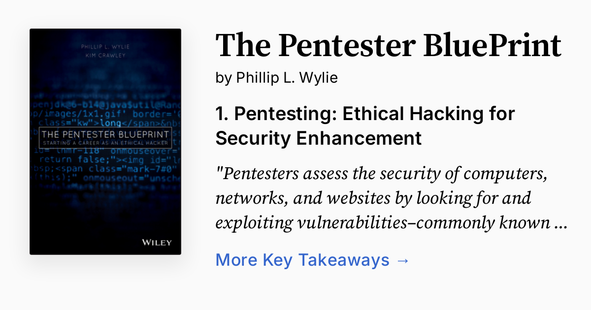 The Pentester BluePrint | Summary, Audio, Quotes, FAQ