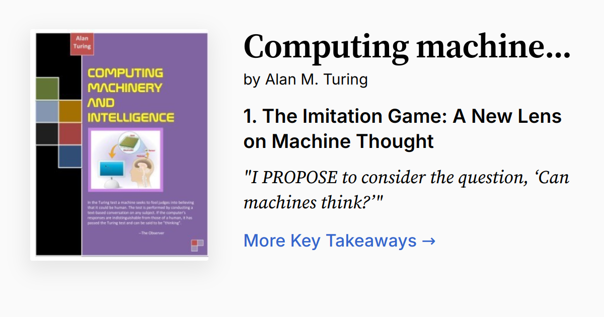 Computing machinery and intelligence | Summary, Quotes, FAQ, Audio