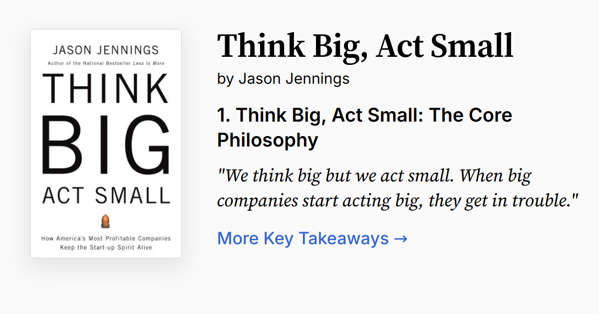 Think Big, Act Small | Summary, Quotes, FAQ, Audio