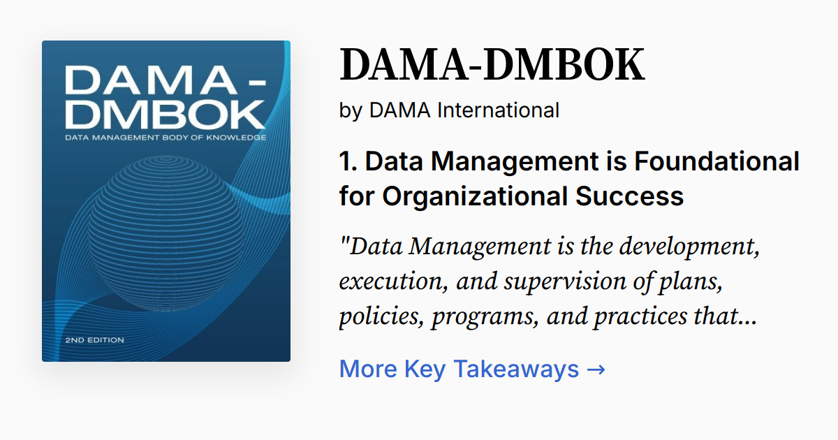 DAMA-DMBOK by DAMA International | Summary, Quotes, FAQ, Audio