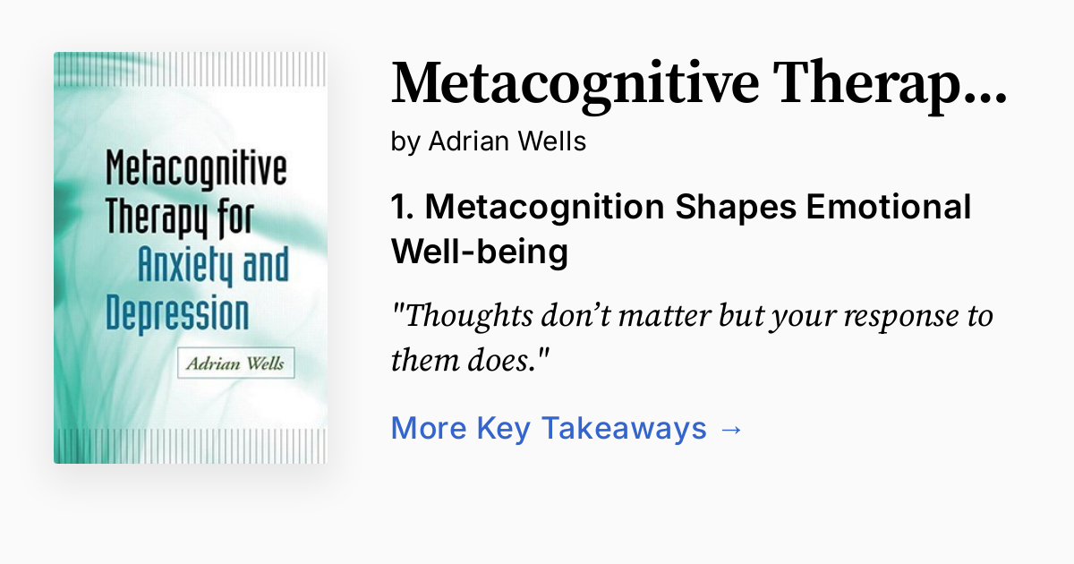 Metacognitive Therapy for Anxiety and Depression | Summary, Audio ...