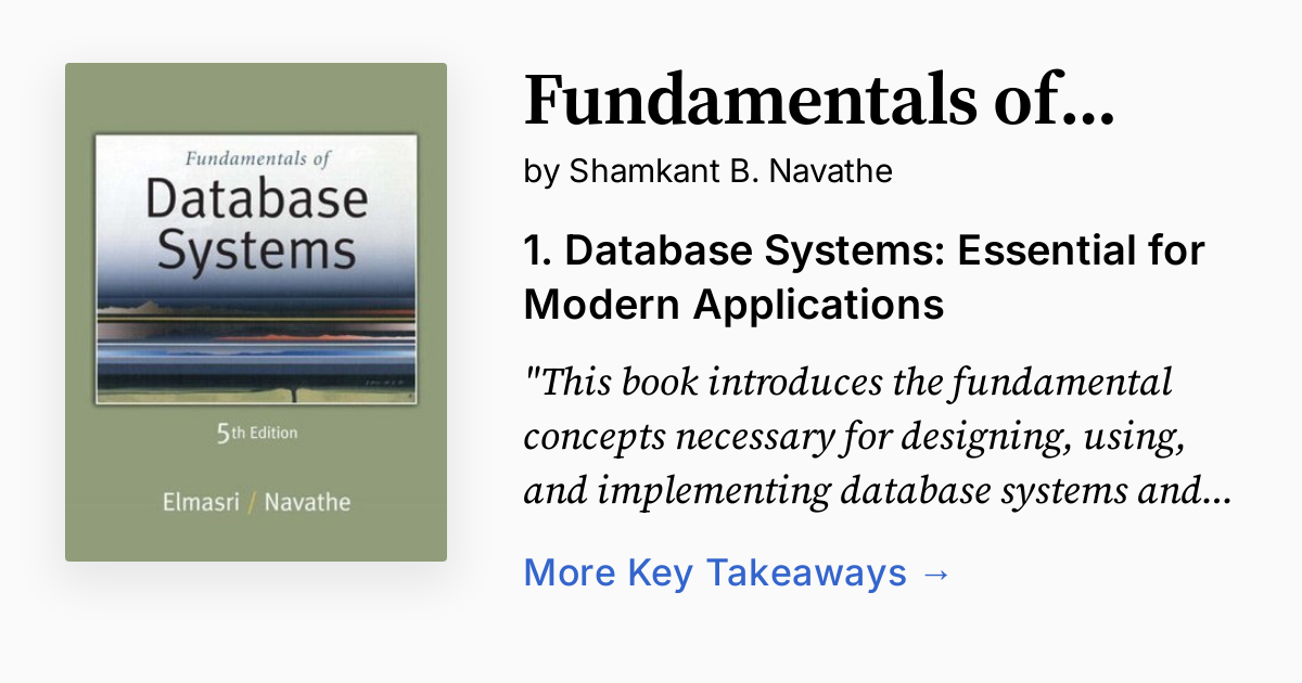 Fundamentals of Database Systems | Summary, Audio, Quotes, FAQ