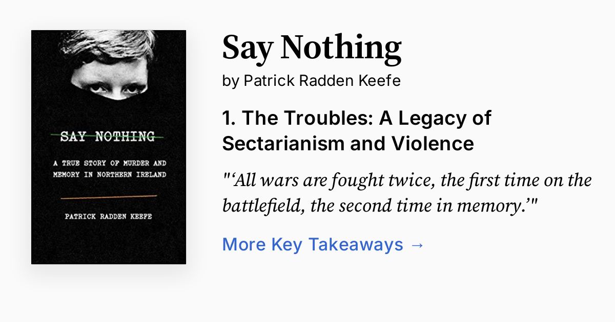 Say Nothing by Patrick Radden Keefe | Summary, Quotes, FAQ, Audio
