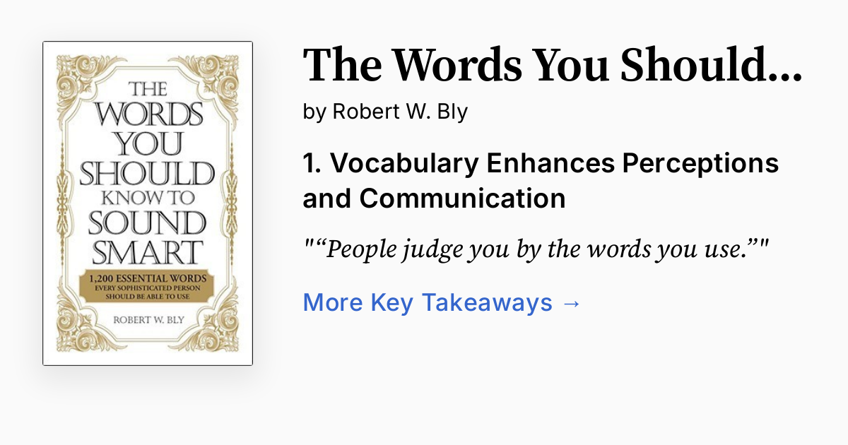 The Words You Should Know to Sound Smart | Summary, Audio, Quotes, FAQ