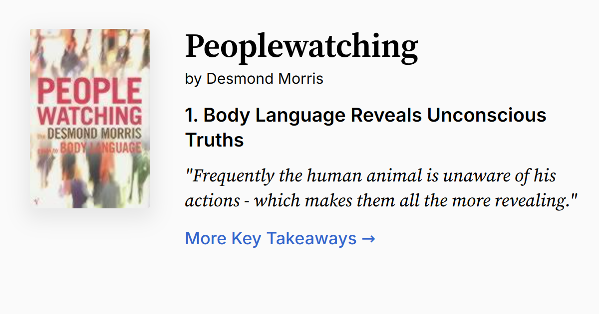 Peoplewatching by Desmond Morris | Summary, Audio, Quotes
